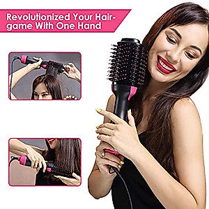 Hair Dryer Brush Blow Dryer Brush in One, Professional Hot Air Brush 4 in 1 One Step Hair Dryer and Styler Volumizer with Negative Ion for Drying, Straightening, Curling, Salon for All Hair Types