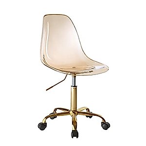 Urban Shop Acrylic Rolling Desk Chair, Tan 21.25D x 19.68W x 34H Inch