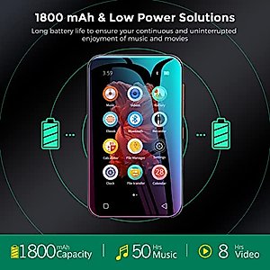 TIMMKOO MP3 Player with Bluetooth, 4.0" Full Touchscreen Mp4 Mp3 Player with Speaker, Portable HiFi Sound Mp3 Music Player with Bluetooth, Voice Recorder, E-Book, Supports up to 512GB TF Card (Black)