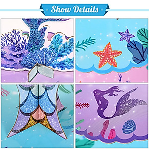 BACUTHY 2 Pack Mermaid Cupcake Stand Birthday Party Decorations, Under The Sea Supplies Favors with Mermaid Tail Toppers for Little Girl, Baby Shower