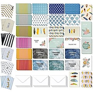 Assorted Thank You Cards Bulk, Blank Greeting Notes with Envelopes (4x6 In, 144 Pack)