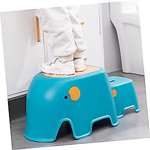 Household Step Stool 2pcs Baby Non- Training Two Helper Blue Stools Anti- Potty Step Footstool Kids Plastic Stool Elephant Cartoon Living Household for Sizes Ottoman Chairs