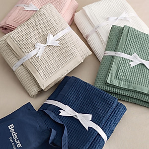 Bedsure Cotton Duvet Cover Queen Size - 100% Cotton Waffle Weave Beige Duvet Cover Queen Size, GentleSoft™ and Breathable Bedding Set for All Season, 3 Pieces, 90"x90"