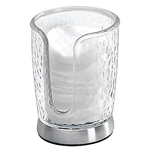 mDesign Plastic/Steel Compact Small Disposable Paper Cup Dispenser Storage Holder for Rinsing Cups on Bathroom Vanity Countertops - Rain Collection - Clear/Brushed