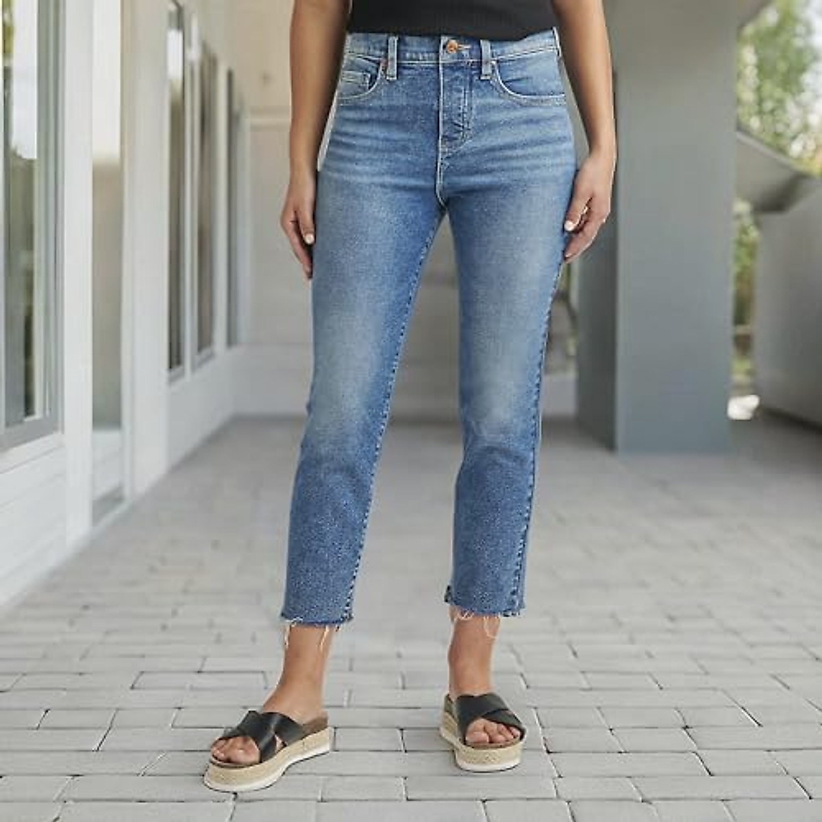 JAG Jeans Women's Valentina High Rise Straight Leg Pull-on Jeans-Legacy, Coastal Blue, 10 x 26L