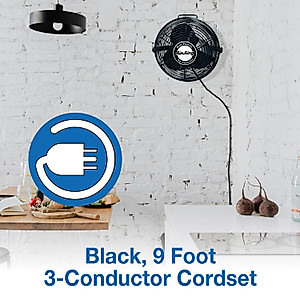 Air King 9312 Powder-Coated Steel Multi-Mount Wall Fan, Black