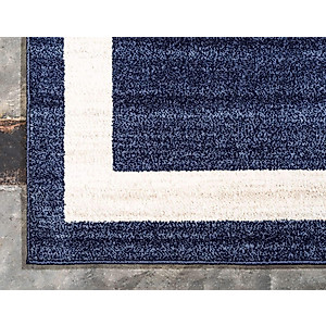 Unique Loom Del Mar Collection Area Rug - Maria (2' 7" x 10' Runner, Navy Blue/ Ivory)