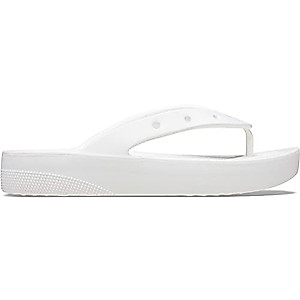 Crocs Women's Classic Flip Flops, Platform Sandals, White, Numeric_9