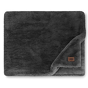 UGG 16802 Euphoria Plush Faux Fur Reversible Throw Blanket for Luxury Hotel Style Couch or Bed Blankets Cozy Machine Washable Luxurious Fuzzy Fluffy Sofa Throws, 70 x 50-Inch, Charcoal