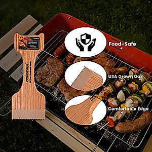 CONSDAN Grill Scraper, Soild Oak Wooden Grill Brush, Grill Scraper for Outdoor Grill, Bristle Free Grill Scrapers, Grill Grate Cleaner Safe Wood Grill Brusher