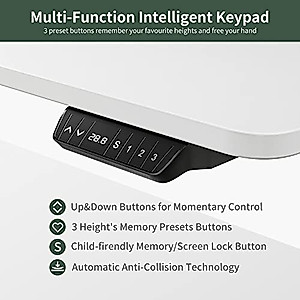 FEZIBO Standing Desk with Keyboard Tray, 48 × 24 Inches Electric Height Adjustable Desk, Sit Stand Up Desk, Computer Office Desk, White