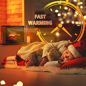 LifePlus Electric Fireplace Heater, Portable Wood Fireplace Stove with 3D Realistic Dancing Flame Effect, Tabletop Fireplace Space Heater Overheat Protection for Indoor Use Bedroom Office,1500W