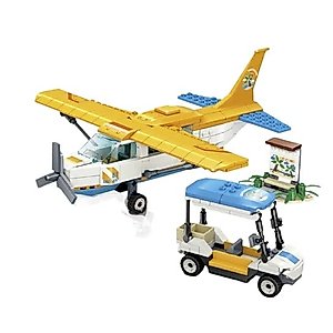 General Jim's Yellow Sightseeing Airplane and Service Vehicle 347 Piece Modular Building Block Bricks Toy Set - for Teens and Adults