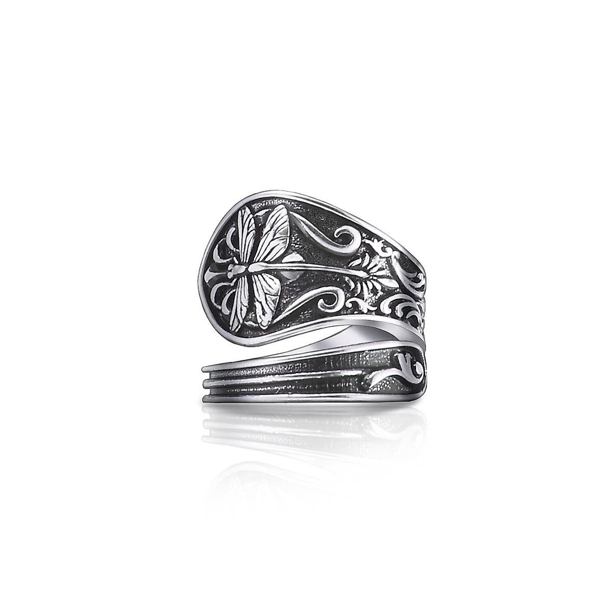 Zaoune Spoon Rings for Women Vintage Dragonfly, Cross Spoon Rings, Sunflower Spoon Rings Boho Victorian Thumb Jewelry