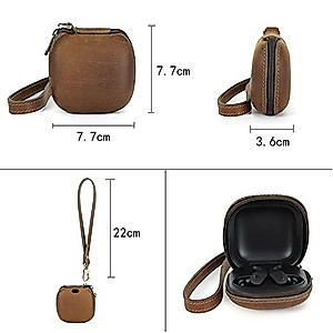 Genuine Leather Case Compatible with Beats Fit Pro Earbuds Wireless Earphone Cover Sleeve with Keychain Portable Leather Lanyard (Camel Color)