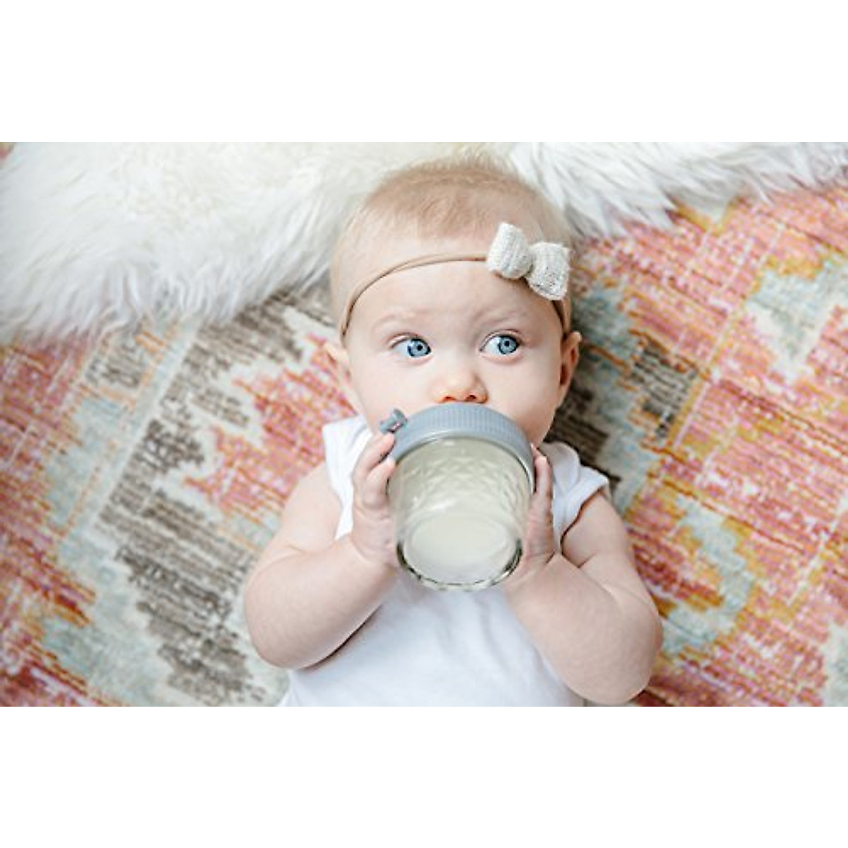 Mason Bottle - The Essential Gift Set: Glass Baby Bottles 4 and 8 Ounce, Silicone Sleeve, Slow-Flow Nipple (2 Pack), Non-Toxic, BPA and BPS Free, 100% Made in The USA (5 Items, Agave)