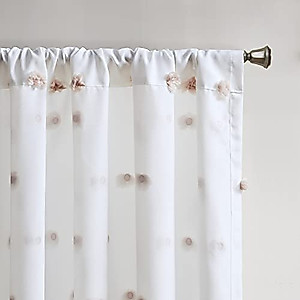 Intelligent Design Sophie Sheer Single Window Curtain Panel Clipped Pompom Embelished Privacy Drape with Rod Pocket for Bedroom, Livingroom, 50" x 84", Blush