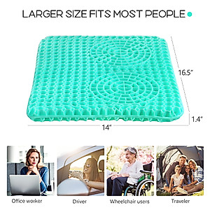 VELLE 2 Pack Gel Seat Cushion, Double Thick Honeycomb Seat Cushion for Long Sitting, Relief Sciatica Pain Cushion with Non-Slip Cover