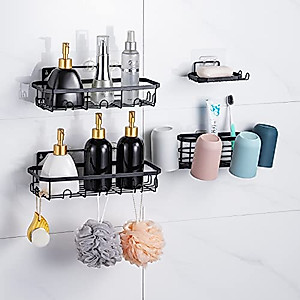 Jahy2Tech 4 Pack Shower Caddy Bathroom Shower Organizer Storage Rack No Drilling or Drilling Rustproof Wall Mounted Stainless Steel for Bathroom, Toilet, Kitchen