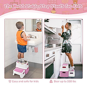 Ronipic 2 Step Stools for Kids, Toddler Step Stool for Toilet Potty Training, Anti-Slip Potty Stools with Numbers/ABC, Bathroom Step Stool for Kitchen
