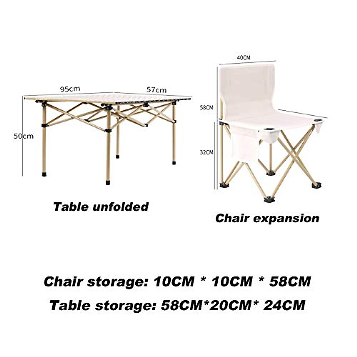 Outdoor Table and Chair Set Outdoor Aluminum Alloy Folding Table and Chair Portable Table Set, Portable Barbecue Camping Chair, Seven-Piece Set
