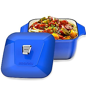 imarku Dutch Oven Pot with Lid, 3.5 QT Enameled Cast Iron Dutch Oven for Sourdough Bread Baking, Braising, Frying, Nonstick Dutch Ovens with Dual Handles, Oven Safe, Blue