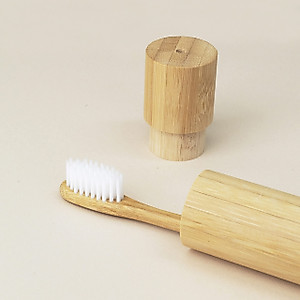 Dr.NOAH Bamboo Toothbrush with Travel Toothbrush Case Biodegradable & Eco-Friendly Toothbrush Kit for Traveling, Camping, and Fishing- Toothbrush 1ea & Case 1ea