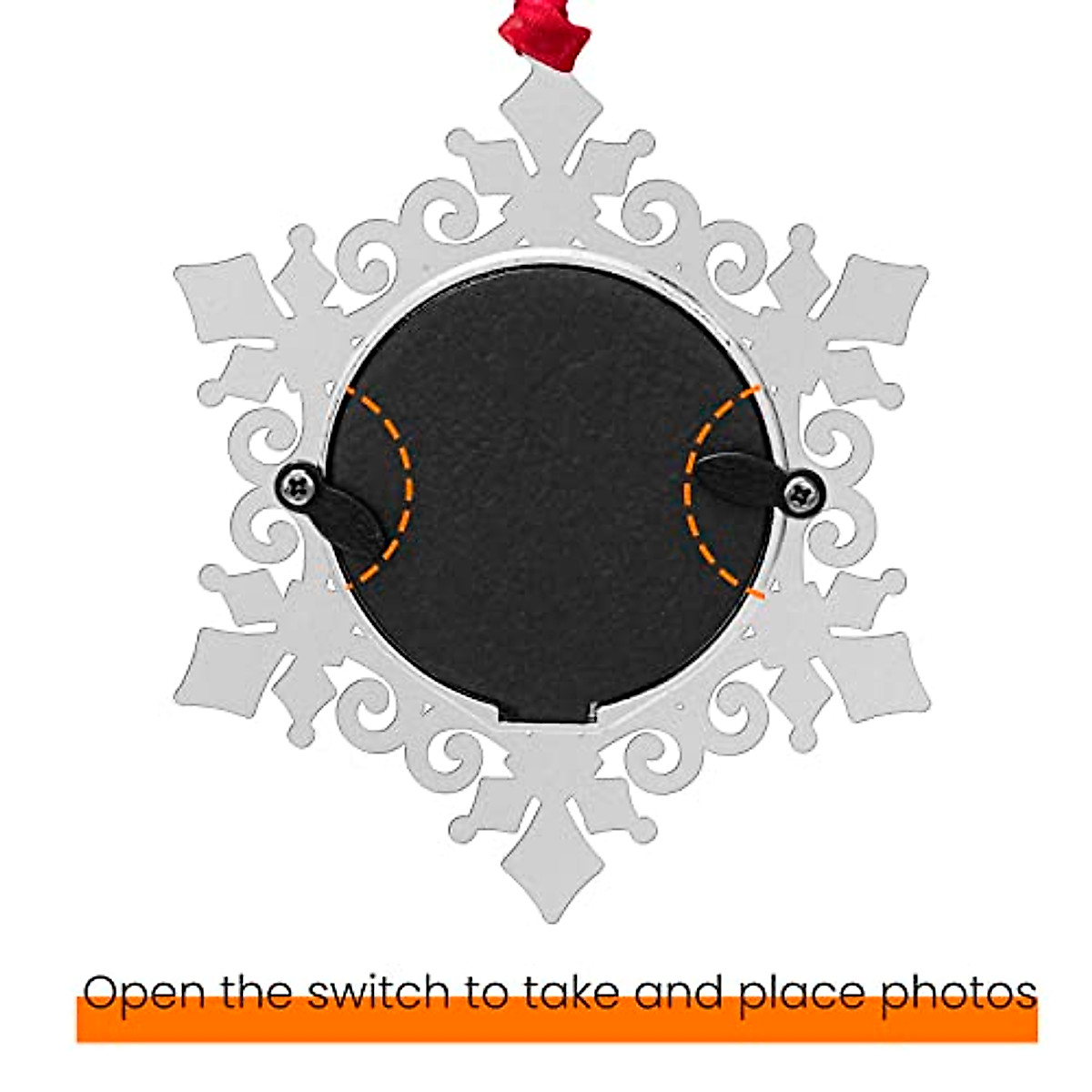 West style 2023 Snowflake Christmas Tree Ornaments Set 3 Pieces-Metallic Picture Frame Hanging Home Deco Hanging Pendant Holiday Keepsake Gift (Red, 3 Pieces)