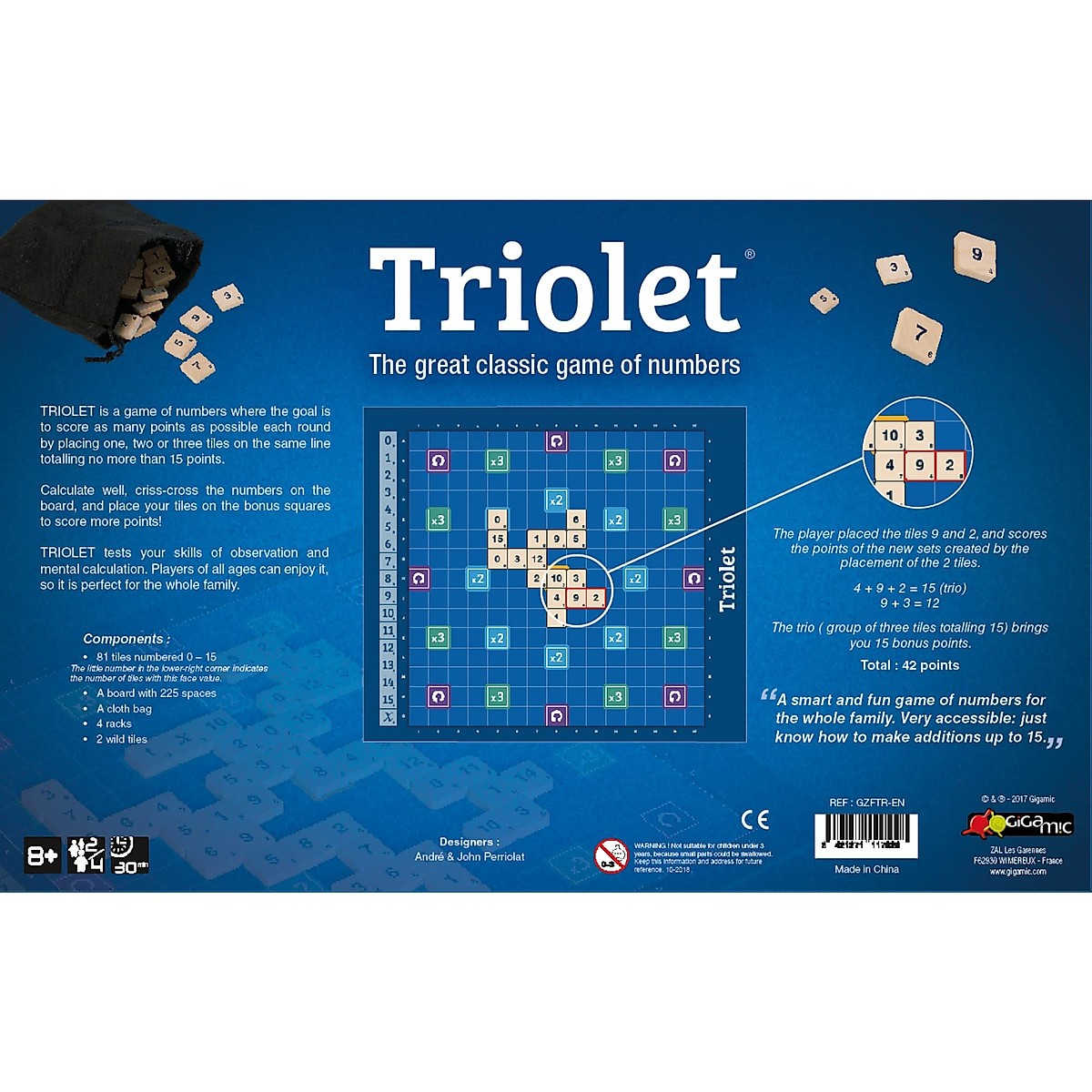 Triolet | Great for Family Game Night | Fun Math Game for Kids | Ages 8+ | 2 to 4 Players | 30 Minutes