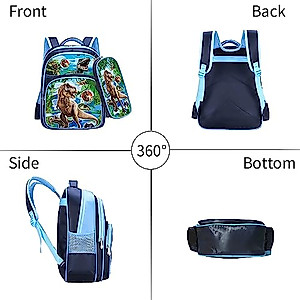 YUNYINIE Cute Dinosaur School Backpack and Baseball Cap for Kids, Modern Travel Space Galaxy Book Bags for Boys Girls