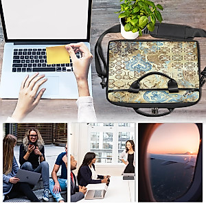 Floral Palace Motifs Laptop Computer Bag Waterproof Shoulder Messenger Bag 13-15 inch Durable Laptop Tote Bag with Shoulder Strap Handle Lightweight Crossbody Briefcase