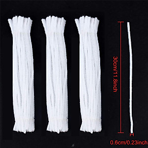 HAO SHENG YI Pipe Cleaners 300 PCS Craft Chenille Stems for DIY Art Creative Crafts Decorations(White)