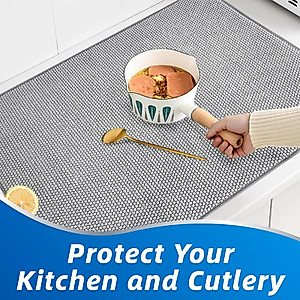 2 Pcs Large Dish Drying Mat for Kitchen Counter,24 x 17 inch Absorbent Microfiber Dishes Drainer Mats,XL Dish Drying Pad for Countertops,Racks,Under Sink(Gray)