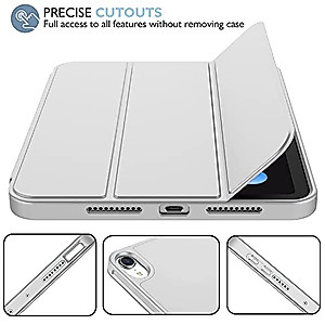 iMieet New iPad Mini 6 Case 8.3 Inch 2021(6th Gen) with Pencil Holder [Support iPad 2nd Pencil Charging/Pair],Trifold Stand Smart Case with Soft TPU Back,Auto Wake/Sleep(Light Gray)