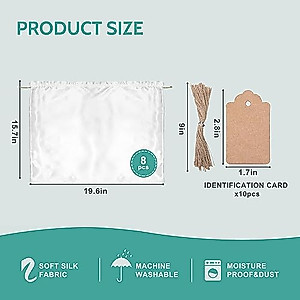 8 Pcs Silk Purse Organizer Dust Cover Drawstring Bags Shoe Bag for Travel Satin Dust Bags for Purses Handbags Shoes Boots,White(19.6 * 15.7 in)