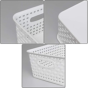 Bblina Small Weave Storage Basket, Plastic Basket Bins for Storage Set of 6