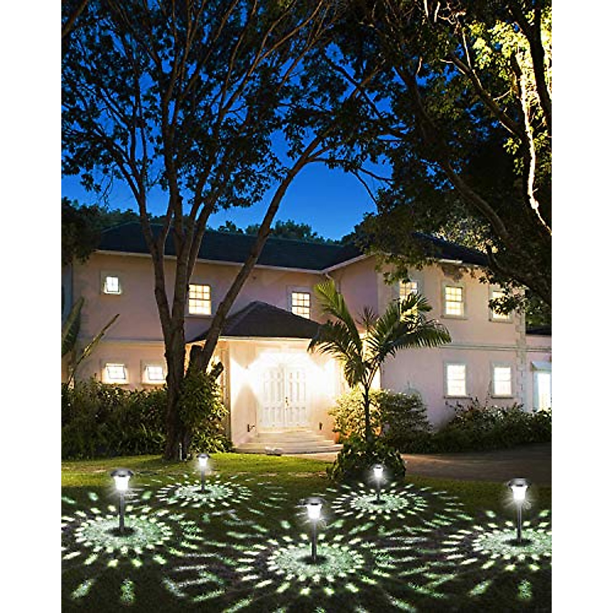 UFOND 8 Pack Solar Pathway Lights Outdoor，Waterproof Solar Garden Lights, Glass Stainless Steel Solar Decor Lamp,Landscape Path Lights for Yard Patio Driveway Sidewalk, (Cool White)