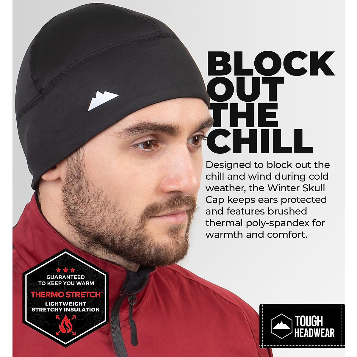 Tough Headwear Winter Skull Caps for Men, Skull Cap Football, Helmet Liner, Running Beanie, Cycling Cap, Motorcycle Skull Cap