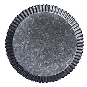 Cabilock Galvanized Round Metal Serving Tray Plate Jumbo Serving Tray Butler Tray Display Rustic Vintage Decoration Table Centerpiece for Home Office Party Wedding Serving 14. 3CM