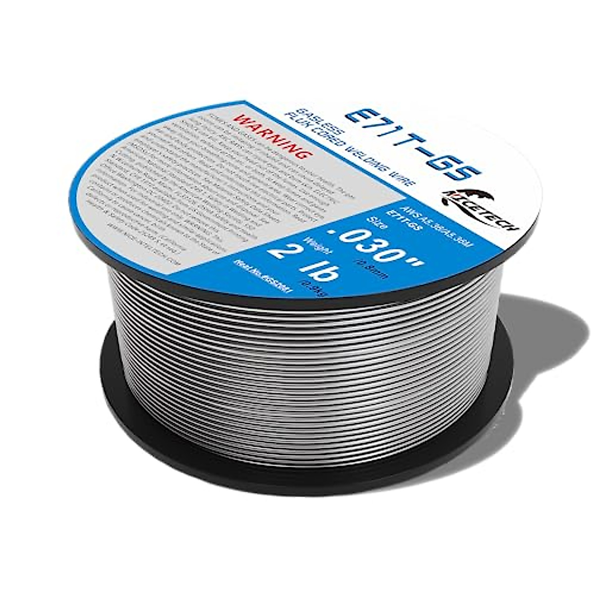 NICETECH, Gasless Flux Cored Welding Wire, Carbon Steel, E71TGS. 030-Diameter, 2 Pounds Spool, Silver, Package of 1