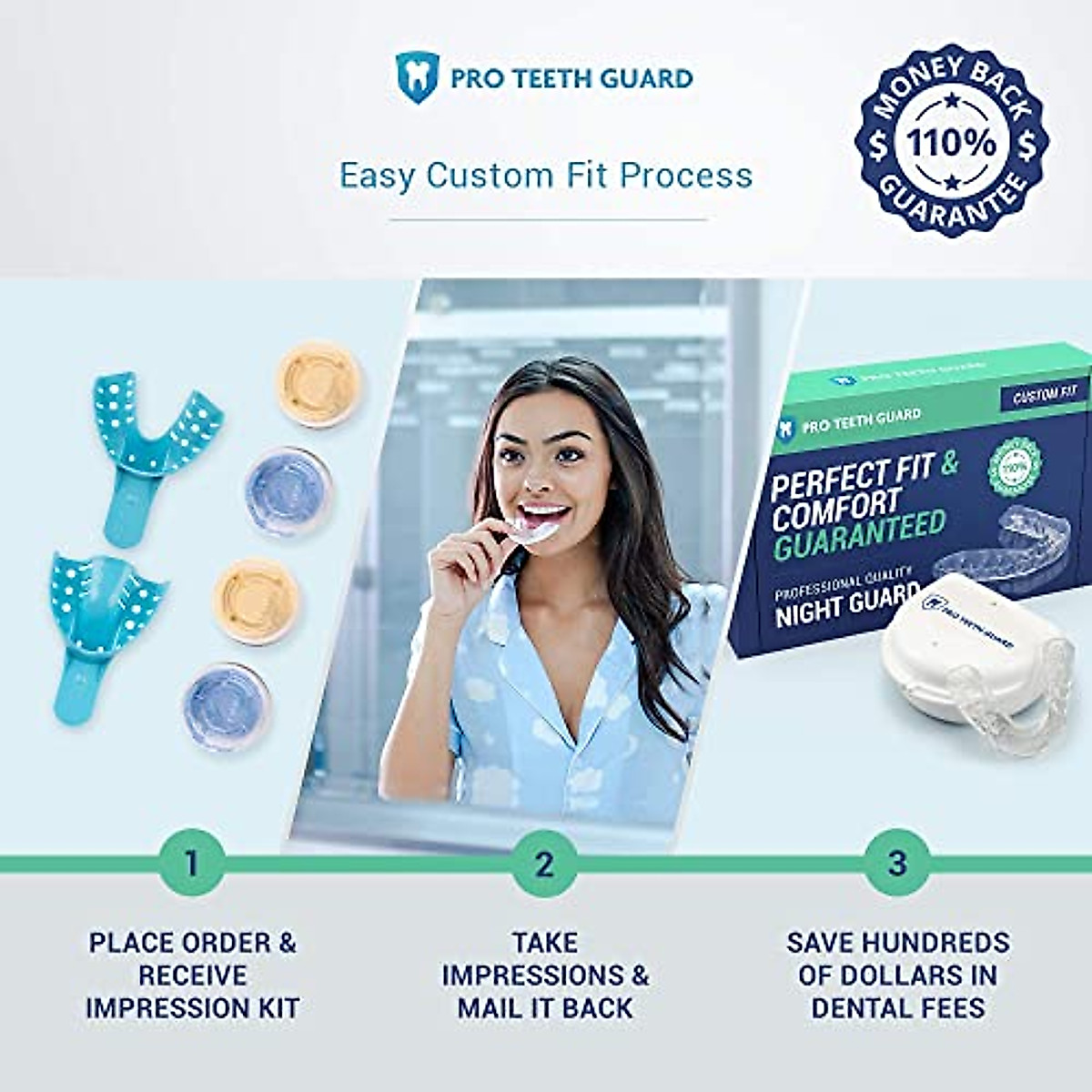 Custom Soft Dental Night Guard for Teeth Grinding (Bruxism), Clenching, Jaw Pain - Women