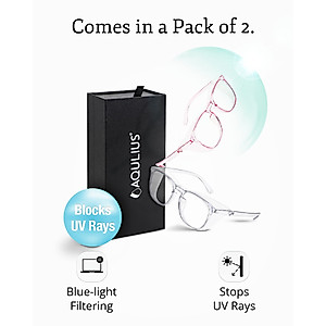 Aqulius 2 Pack Stylish Safety Glasses Goggles Anti Fog, Scratch Resistant, Safety Glasses for Women, Blue Light, Glasses for Nurses