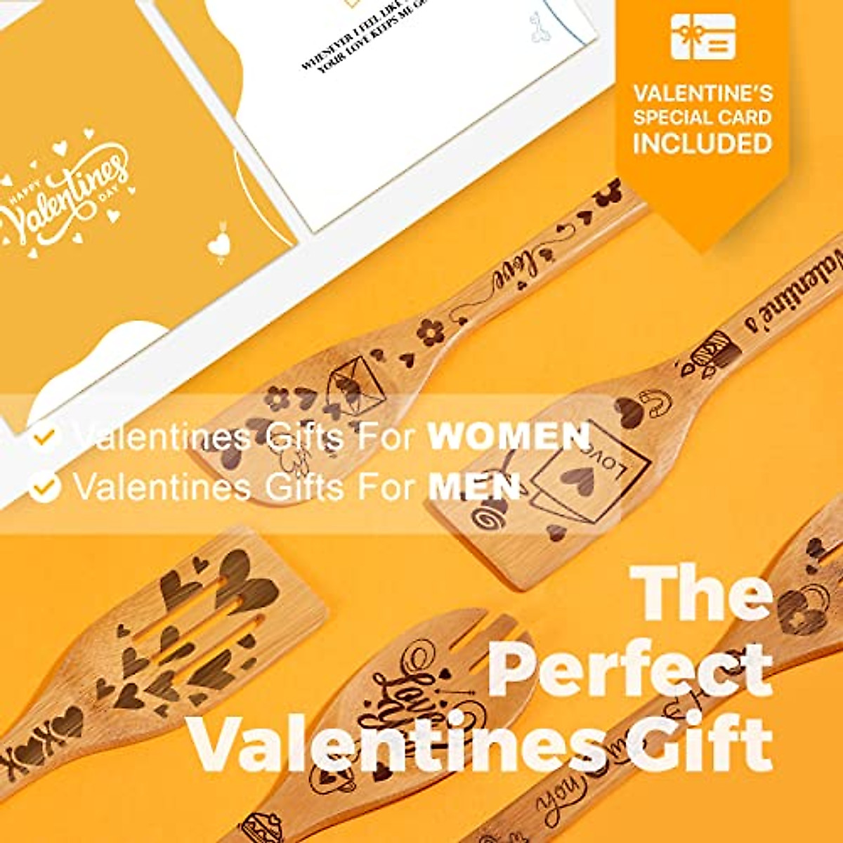 Riveira 6-piece Wooden Spoons For Cooking, Unique Valentines Day Gifts For Her, Valentines Day Gifts For Mom, Valentines Day Gifts For Girlfriend, Valentines Day Kitchen Decor - Valentines Decorations