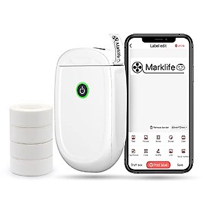 Marklife P11 Label Maker Machine with 4 Rolls Tape,Mini Thermal Wireless Inkless Sticker Printer Machine for Home Kitchen Office Organization