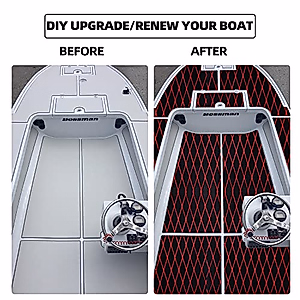 FOCEAN Boat Flooring, EVA Foam Boat Decking, Sea Deck Marine Flooring Marine Mat Diamond Pattern Boat Carpet for Motorboat RV Yacht Kayak Surfboard, 75''x 28'', Black with Red Lines