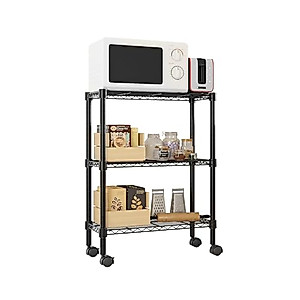 Laduzile 3-Layer Plastic Coated Iron Shelf with 1.5" Plastic Wheels 350 * 600 * 850 Black