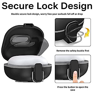 Miimall Compatible for Samsung Galaxy Buds 2 Pro Case/Galaxy Buds Pro Case/Galaxy Buds 2 Case/Galaxy Buds Live Case, Shockproof Full Protective with Lanyard Keychain for Galaxy Buds 2 Pro(Black)