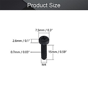 MroMax 50Pcs Plastic Phillips Cross Pan Head Machine Screws, M4 x 15mm Black Nylon Phillips Cross Pan Head Machine Screws Bolts for Electronic Equipment