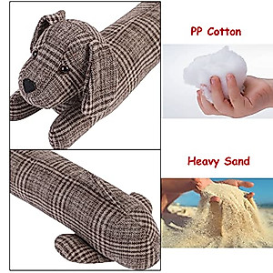 Sanlykate Dog Under Door Draft Stopper for Bottom of Door, 3LB 34-36 Inch Heavy Duty Decorative Animal Fabric Door Draft Blocker, Save Energy Soundproof Seal Guard, Plaid Brown