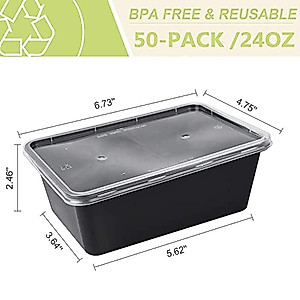 IUMÉ 50-Pack Meal Prep Containers, 26 OZ Microwavable Reusable Food Containers with Lids for Food Prepping , Disposable Lunch Boxes, BPA Free Plastic Food Boxes- Stackable, Freezer Dishwasher Healthy